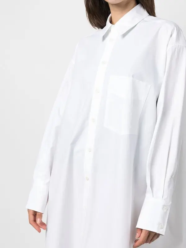 Palm Angels Rhinestone Logo Shirt Dress - White