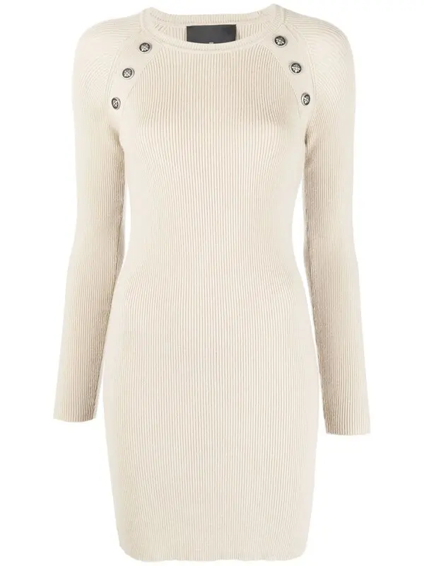 John Richmond Button-embellished Dress - Neutrals