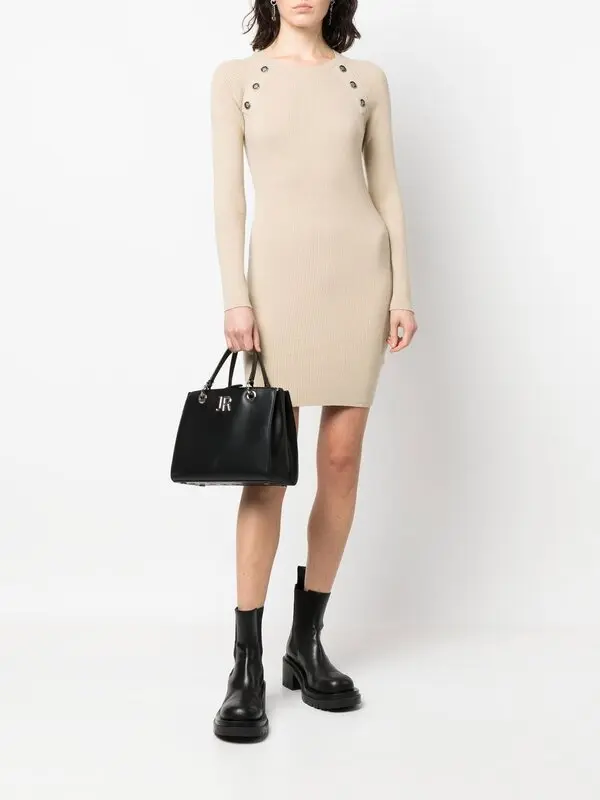 John Richmond Button-embellished Dress - Neutrals