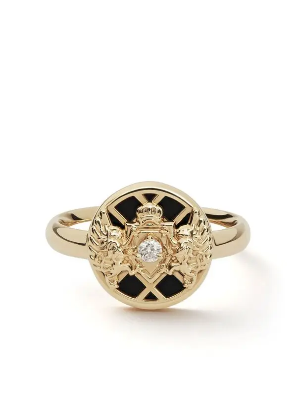 Balmain 18kt Yellow Emblem Diamond Ring