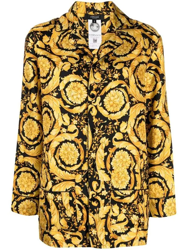 Versace Barocco-print Pajama Top - Yellow