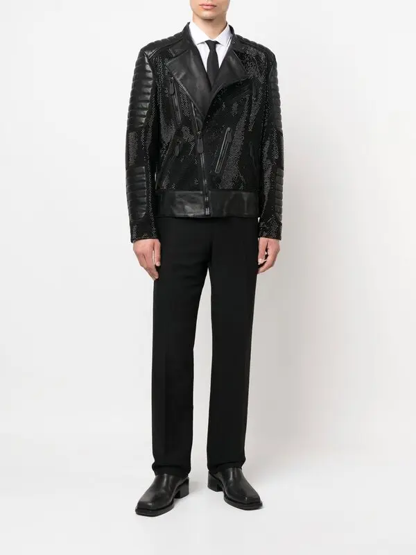 Philipp Plein Leather Biker Jacket