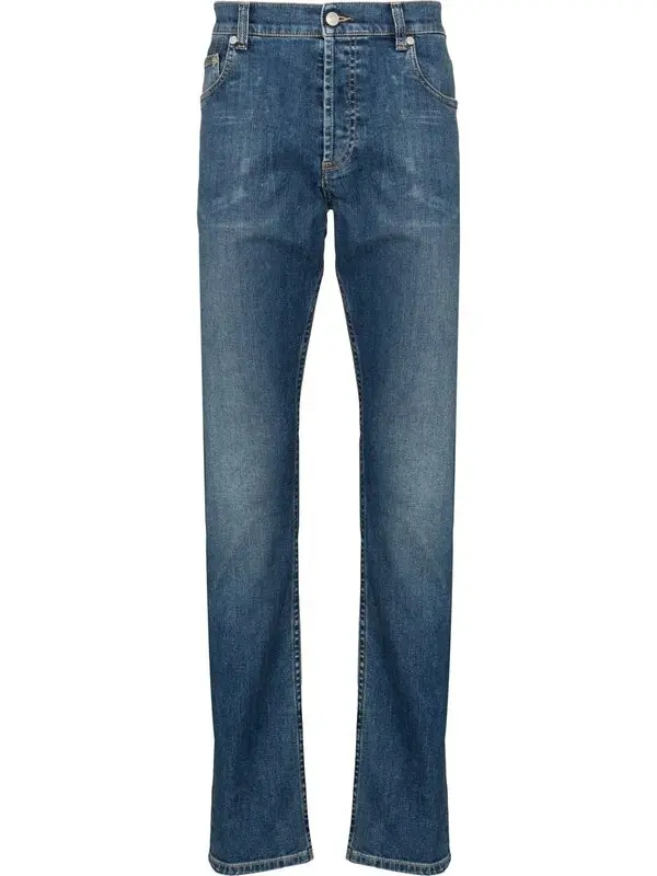 Alexander McQueen Embroidered Logo Straight-leg Jeans - Blue