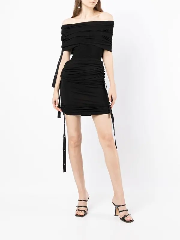 DION LEE Doric Ruched Midi Skirt - Black