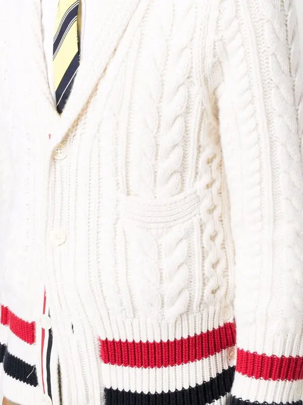 Thom Browne Rwb-stripe Cable-knit Cardigan