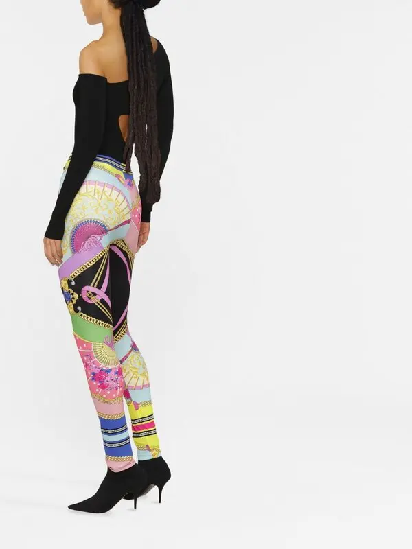 Versace All-over Graphic-print Leggings - Pink