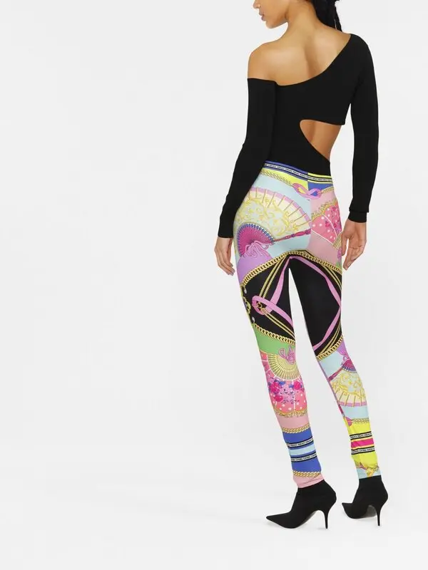 Versace All-over Graphic-print Leggings - Pink