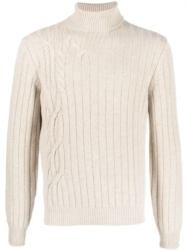 Corneliani Cable-knit Roll-neck Jumper - Neutrals