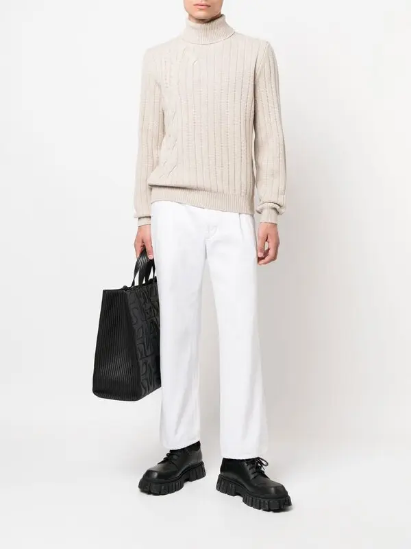 Corneliani Cable-knit Roll-neck Jumper - Neutrals