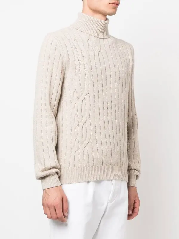 Corneliani Cable-knit Roll-neck Jumper - Neutrals