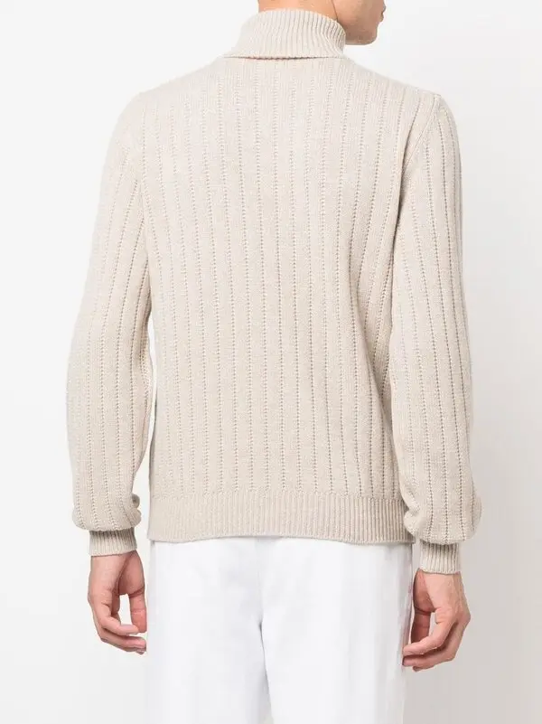 Corneliani Cable-knit Roll-neck Jumper - Neutrals