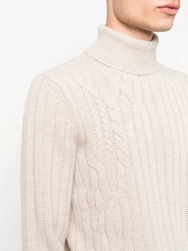 Corneliani Cable-knit Roll-neck Jumper - Neutrals