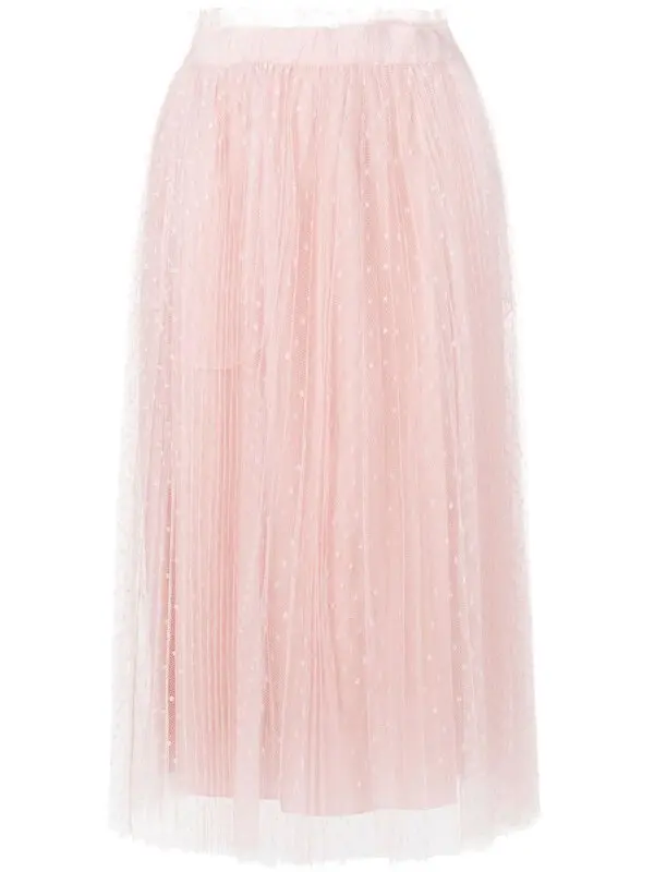 Red Valentino Pleated Tulle Mid-length Skirt - Pink