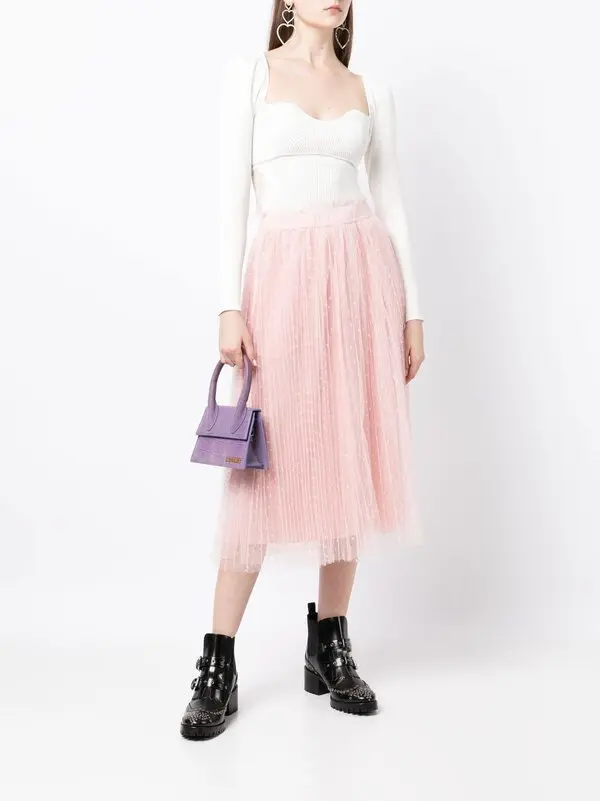 Red Valentino Pleated Tulle Mid-length Skirt - Pink