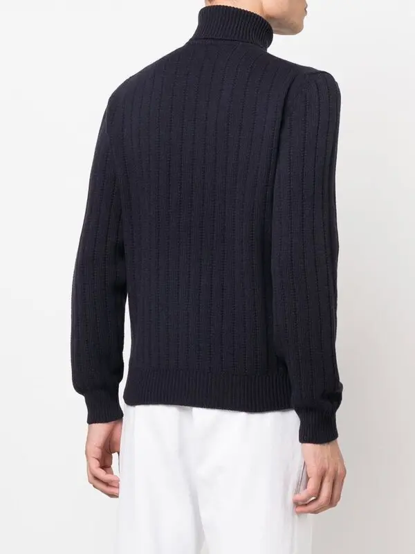 Corneliani Roll-neck Cable-knit Jumper - Blue