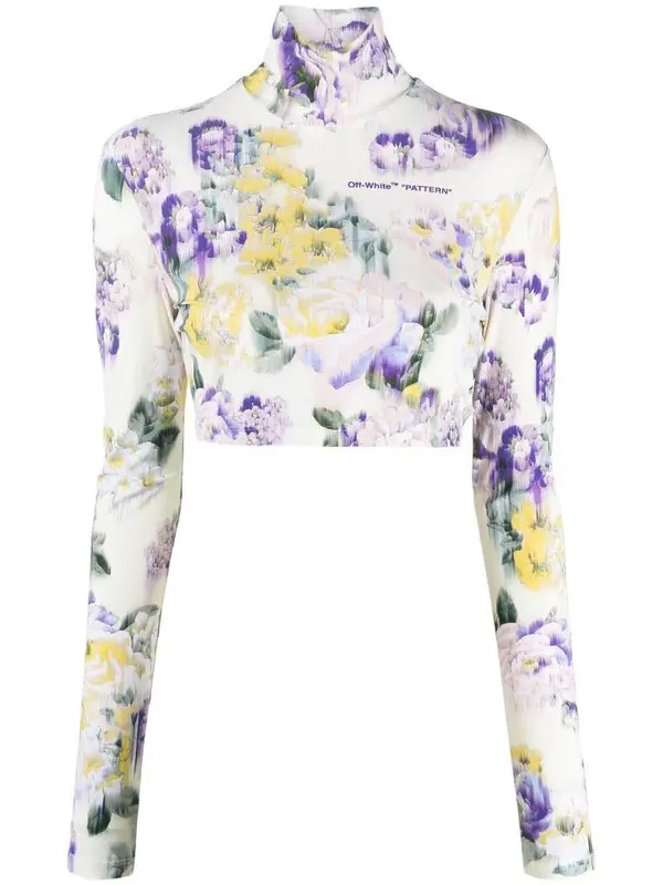 Off-White Floral-print Cropped Top