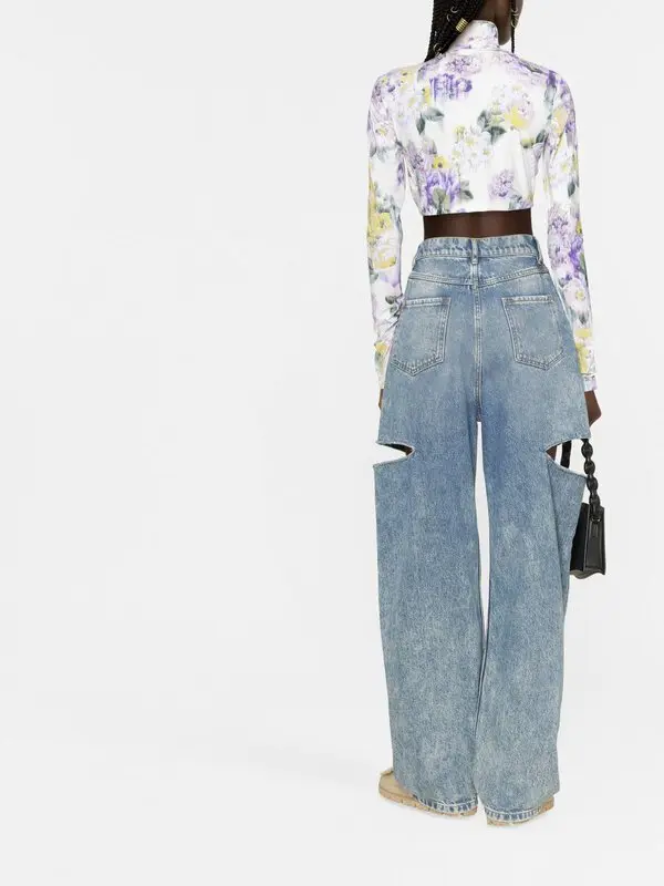 Off-White Floral-print Cropped Top
