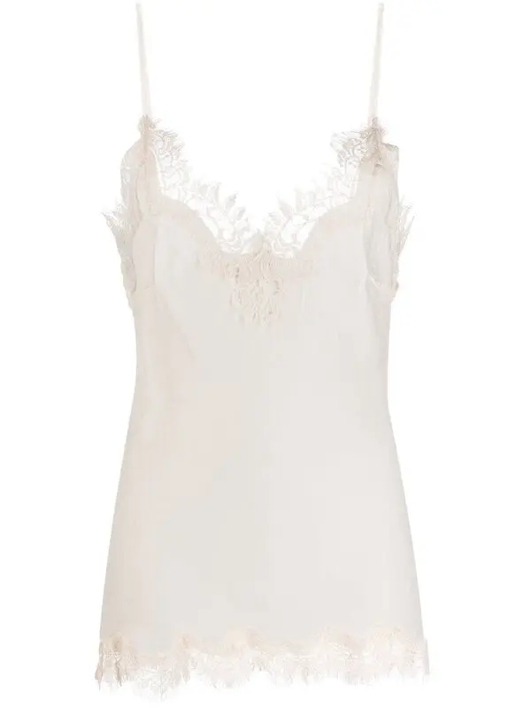 Gold Hawk Lace-trim Camisole Top - White