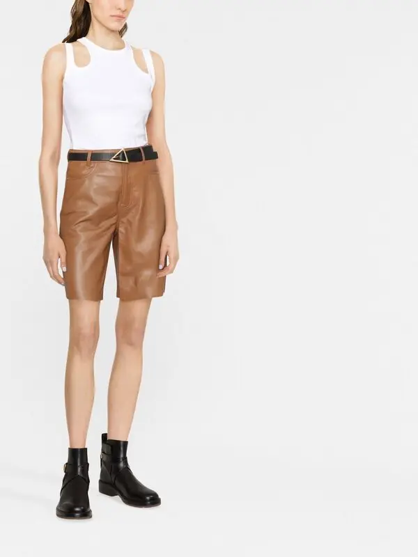 FRAME High-waisted Leather Shorts