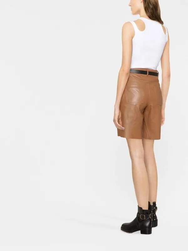FRAME High-waisted Leather Shorts