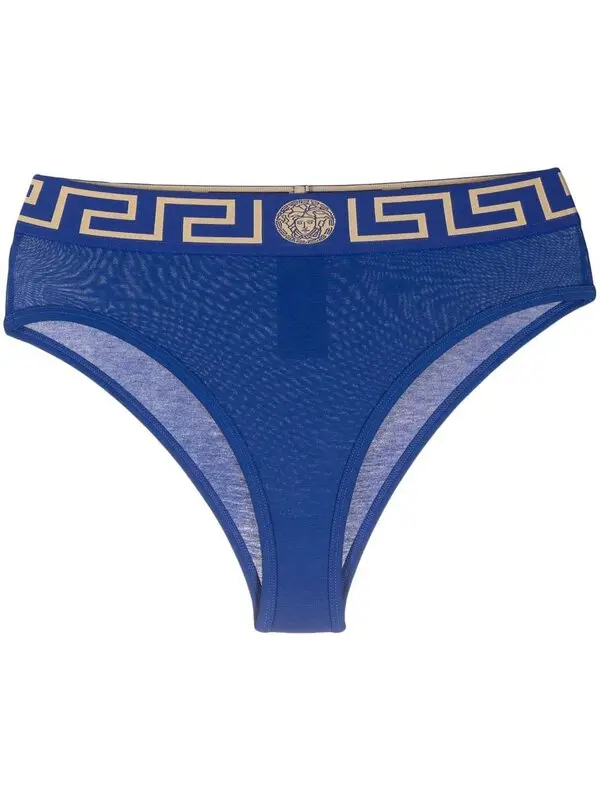 Versace Greca Border High-waisted Briefs - Blue