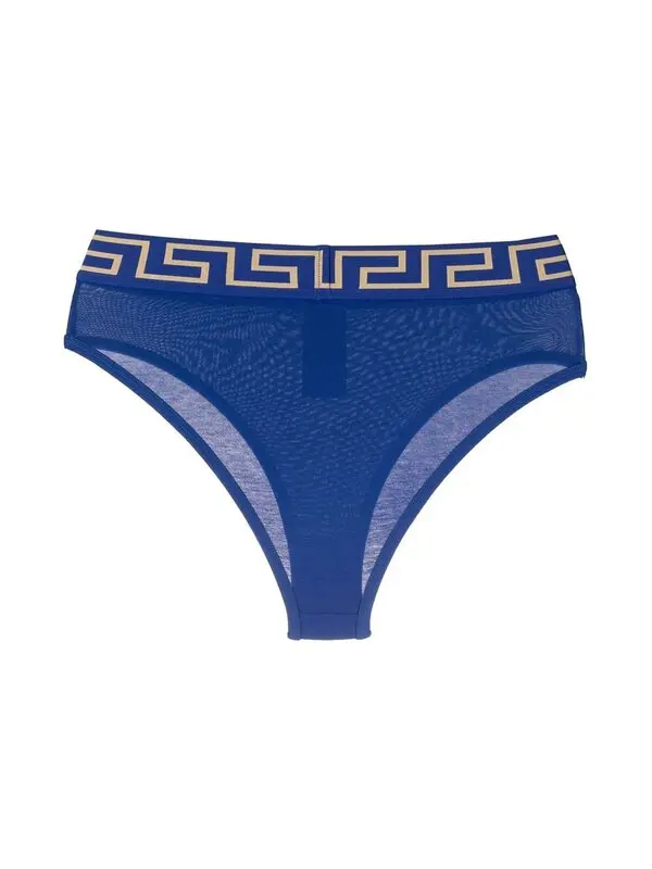 Versace Greca Border High-waisted Briefs - Blue