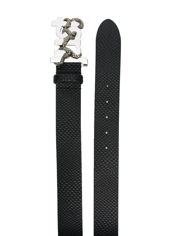 Just Cavalli Snakeskin-effect Logo-lettering Belt
