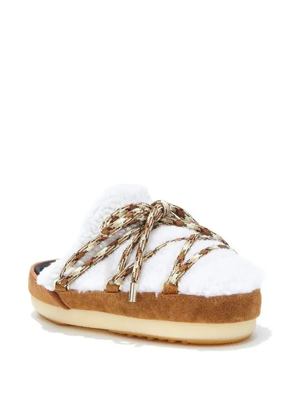 Moon Boot Shearling Mule Slippers - Brown