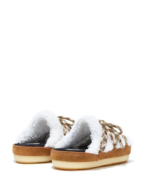 Moon Boot Shearling Mule Slippers - Brown