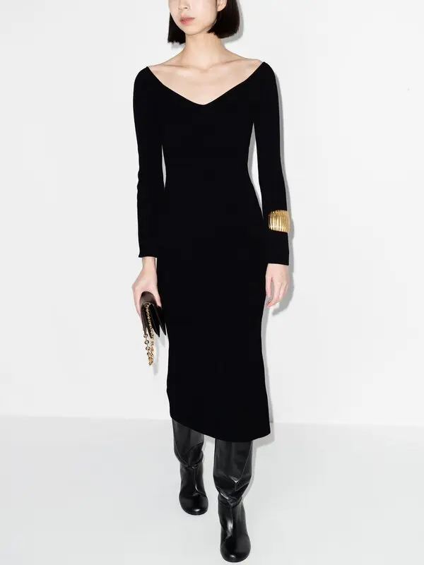 Khaite The Pia Ribbed-knit Midi Dress