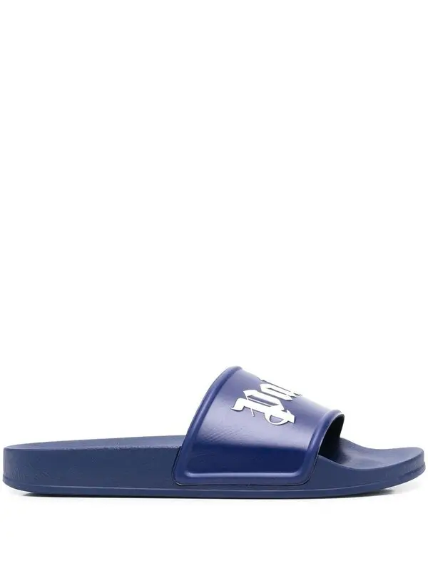 Palm Angels Logo-print Slides - Blue