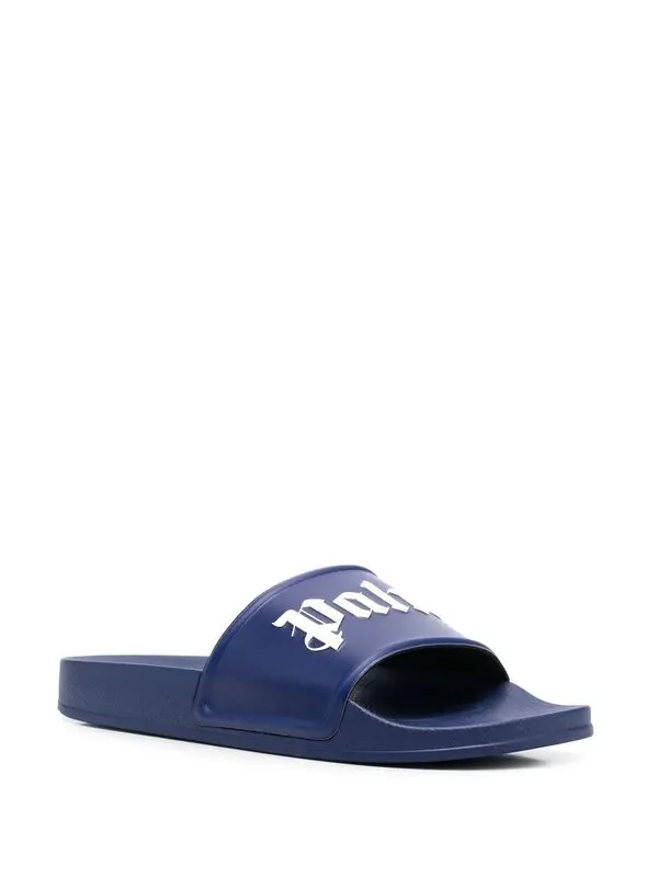 Palm Angels Logo-print Slides - Blue