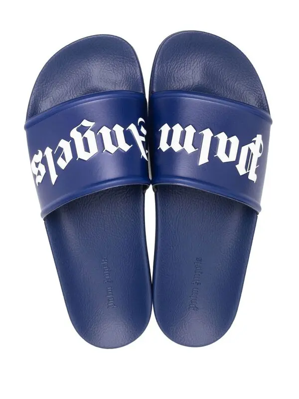 Palm Angels Logo-print Slides - Blue