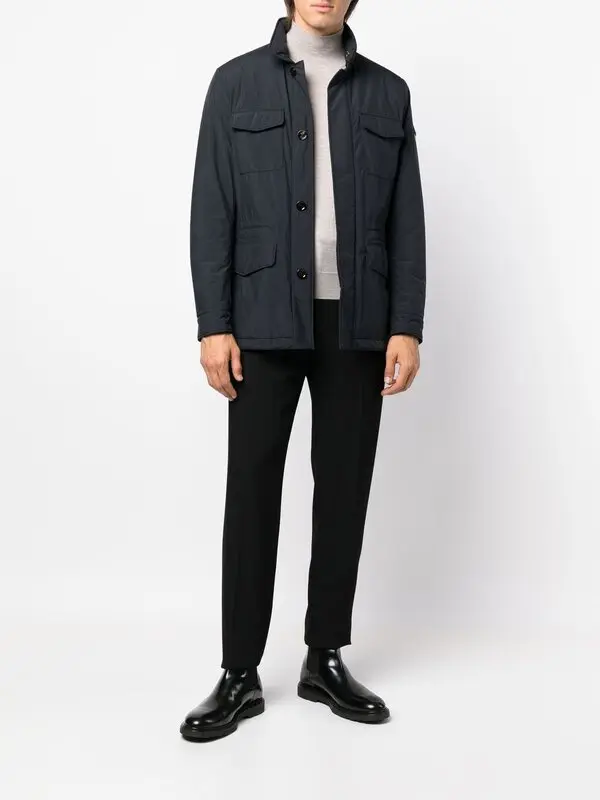 MOORER Button-fastening Long-sleeve Jacket - Blue
