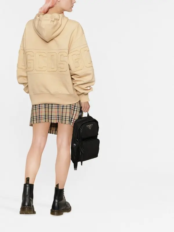 Gcds Logo-motif Cotton Hoodie - Neutrals
