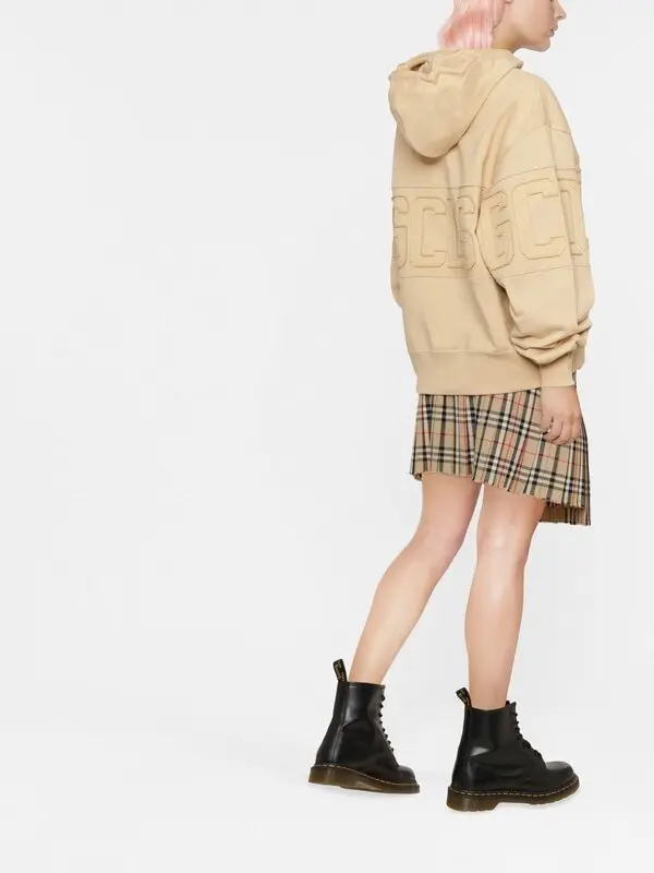 Gcds Logo-motif Cotton Hoodie - Neutrals