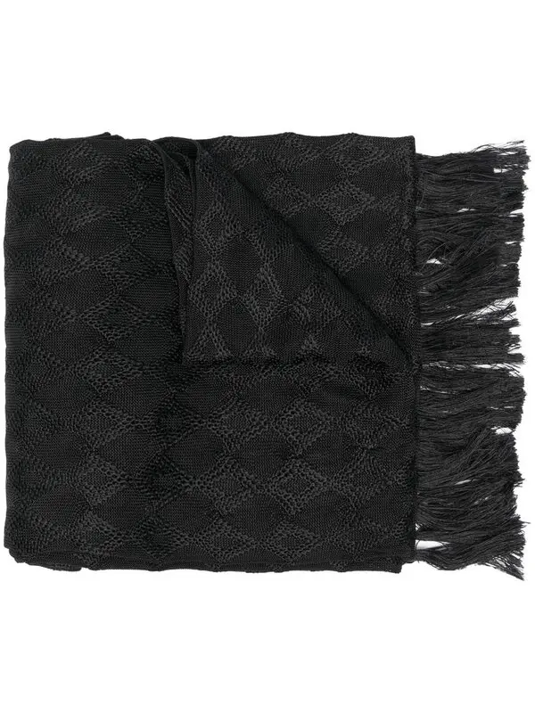 MAISON MARGIELA Logo-embroidered Silk Scarf - Black