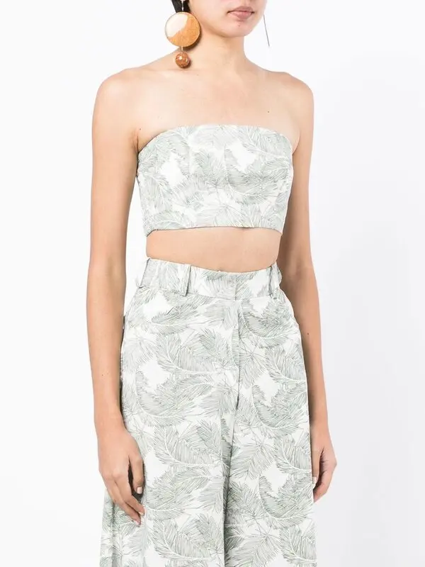 BAMBAH Palm Leaf-print Bustier Top