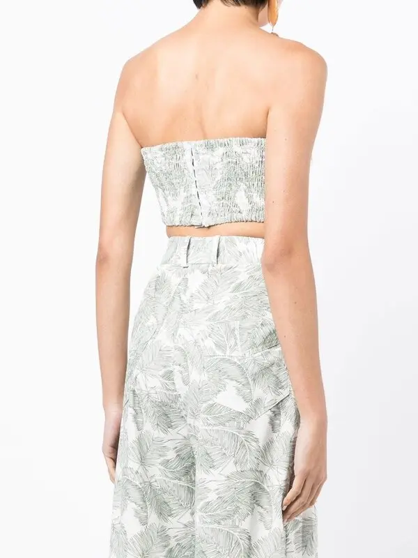 BAMBAH Palm Leaf-print Bustier Top