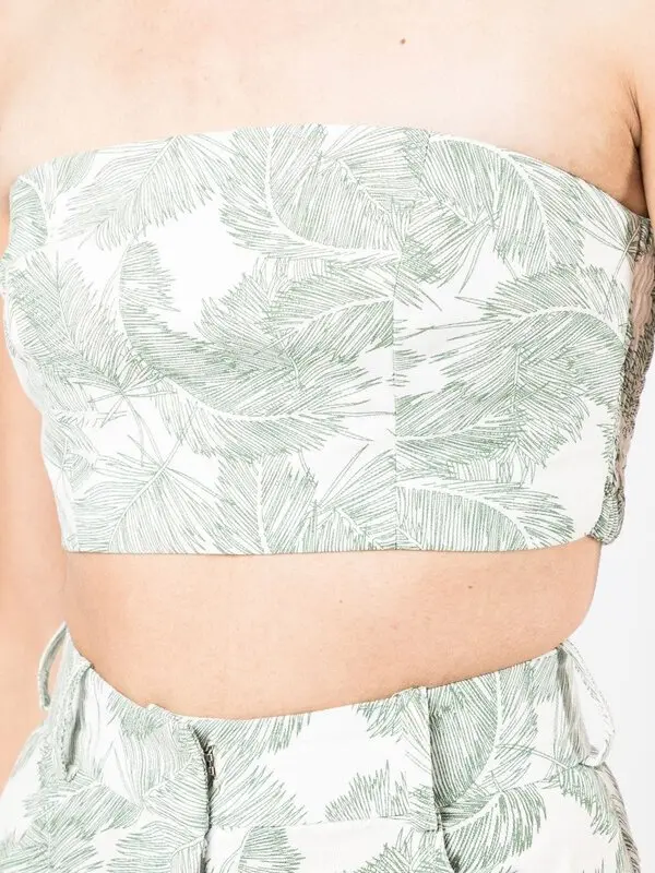 BAMBAH Palm Leaf-print Bustier Top