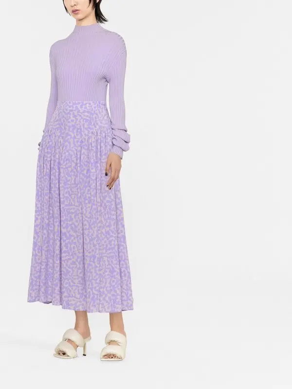 Stella McCartney Pleated Silk Midi Skirt