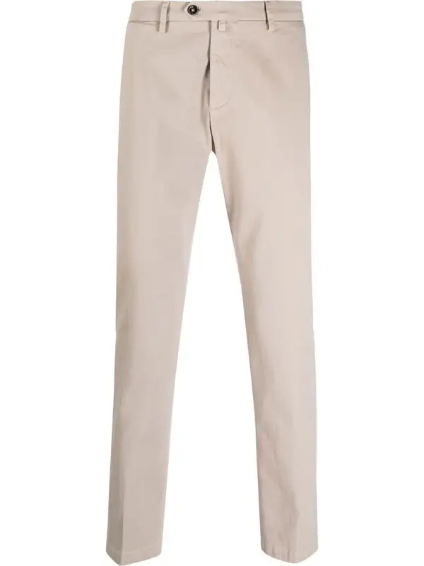 BRIGLIA 1949 Beige Cotton Stretch-cotton Chinos - Neutrals