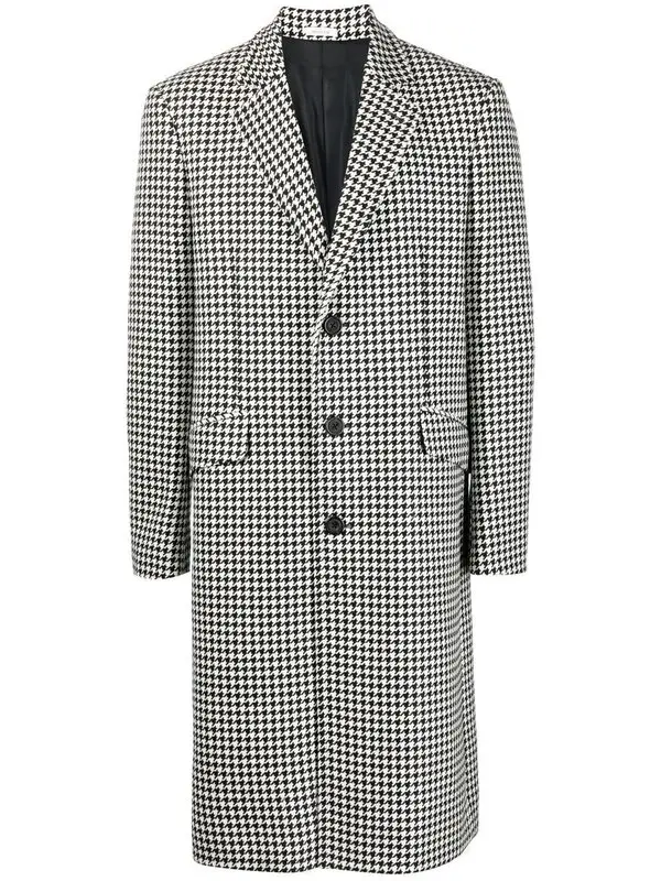 Alexander McQueen Houndstooth Single-breasted Coat - Black