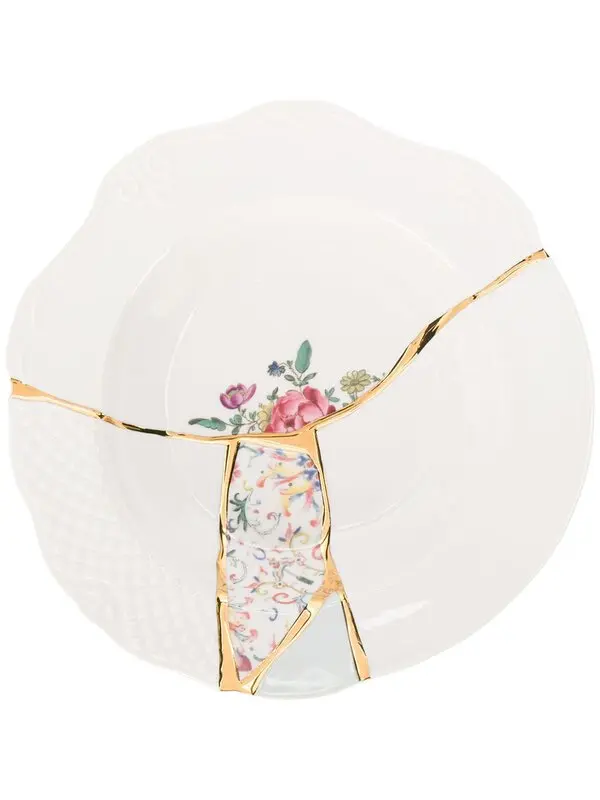 SELETTI Kintsugi Dessert Plate - White