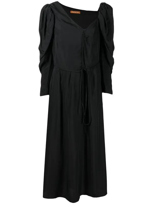 REJINA PYO Long-puff Sleeve Midi Dress - Black