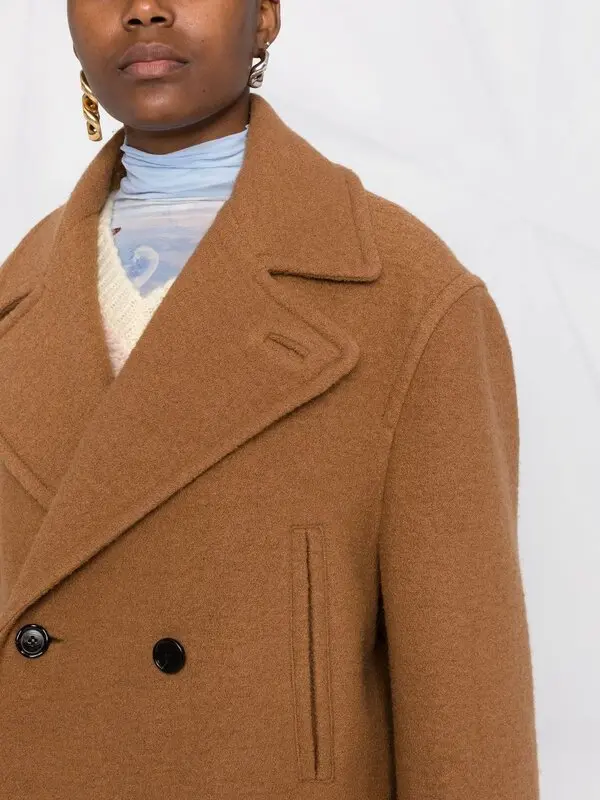 Marni Double-breasted Short Coat - Brown