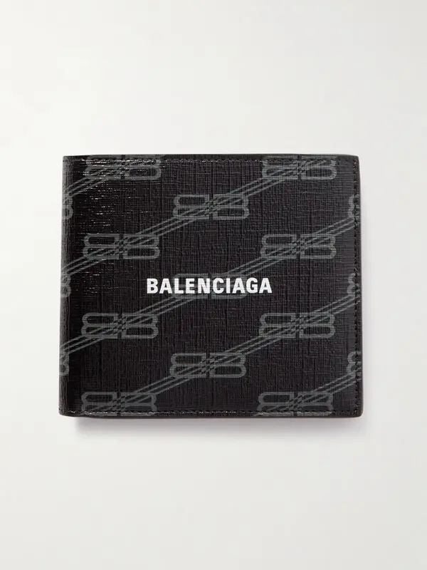 Balenciaga Logo-print Cross-grain Leather Billfold Wallet - Black