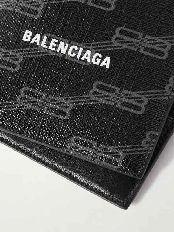 Balenciaga Logo-print Cross-grain Leather Billfold Wallet