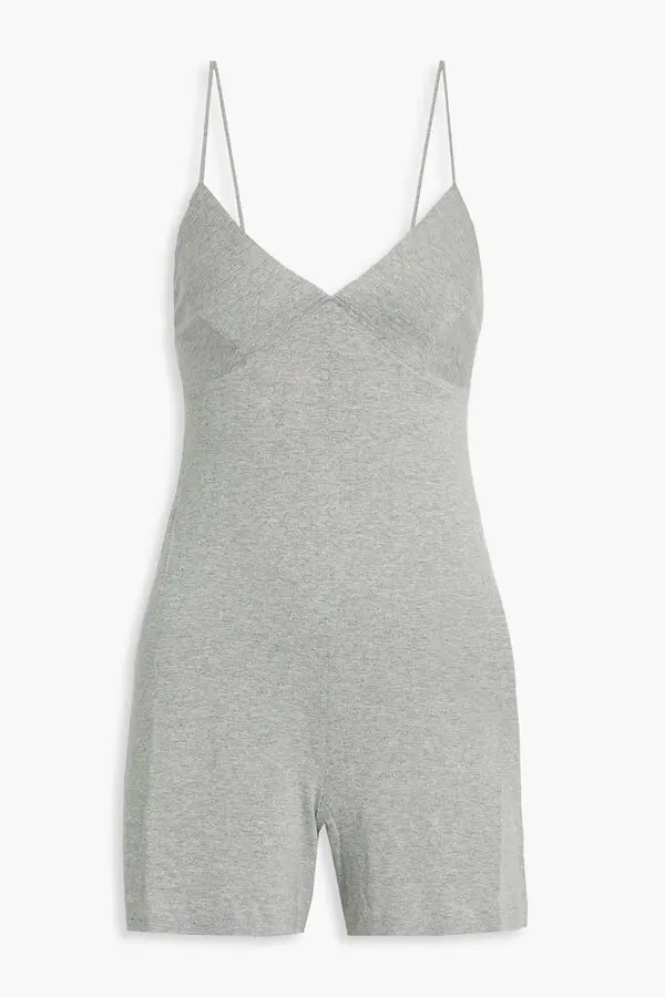 Norma Kamali Mélange Stretch-jersey Playsuit - Light Gray