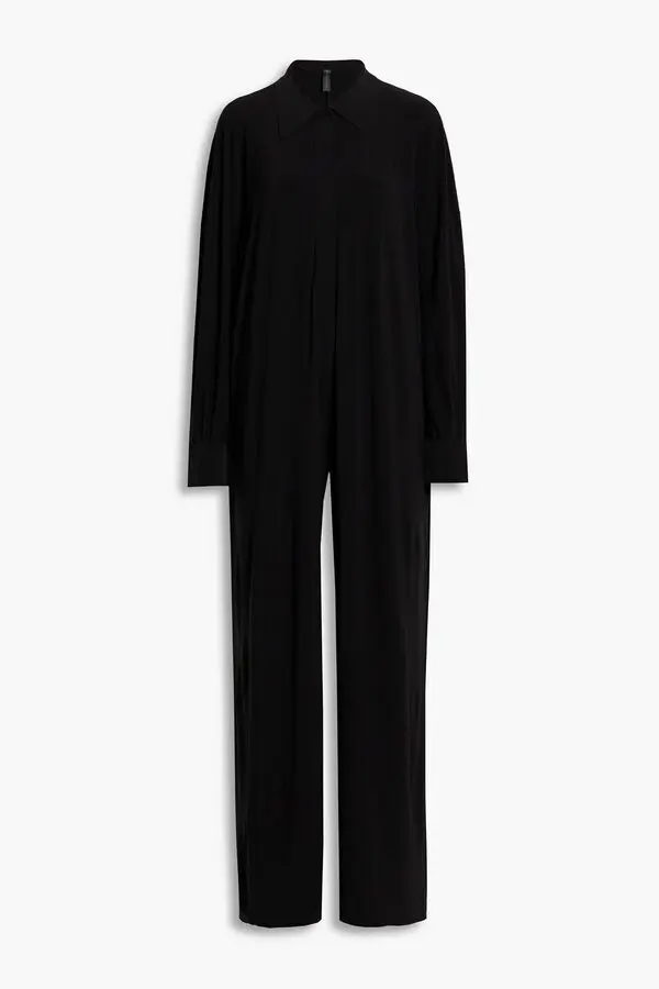 Norma Kamali Oversized Stretchjersey Wideleg Jumpsuit - Black